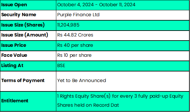 Purple Finance Rights Issue: Important Details to Check